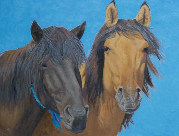 New Painting Debut! “Mongol Horse #9- Friends” – Susan Fox, American Artist